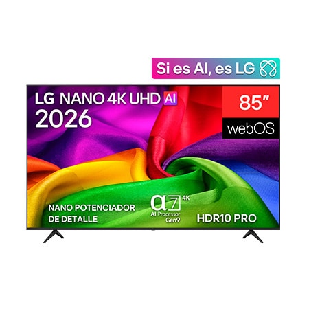 Pantalla 85 pulgadas LG NANO 4K UHD AI NU80 SMART TV webOS 2026 | LG México