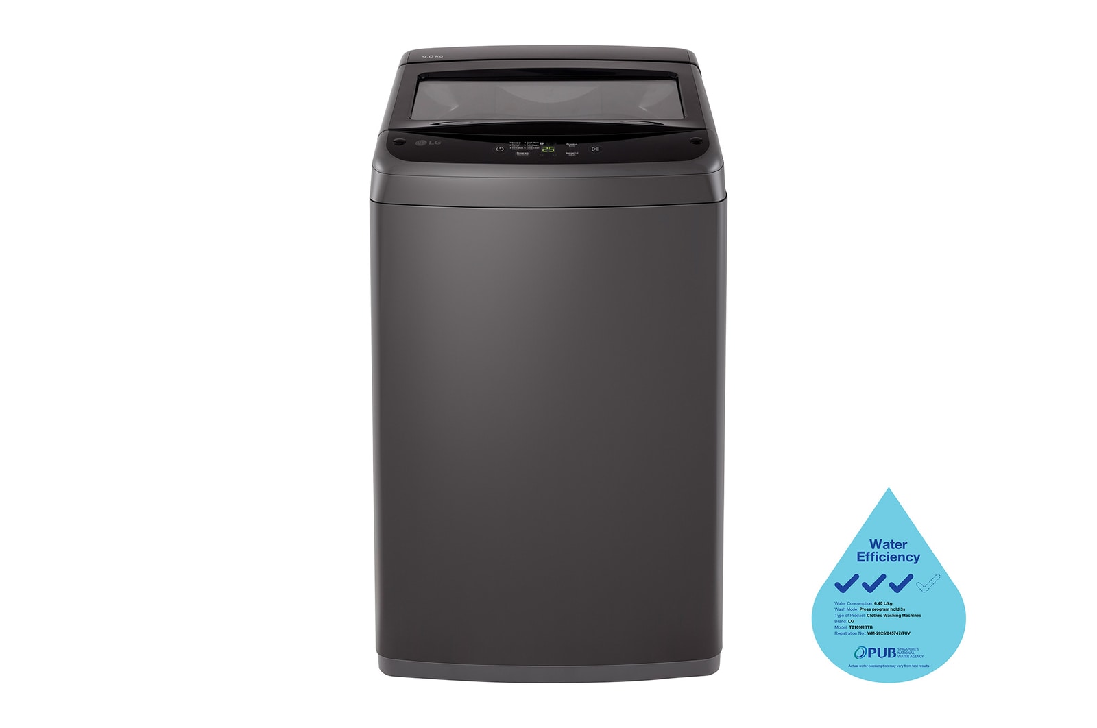 9kg Top Load Washing Machine in Middle Black | LG MY