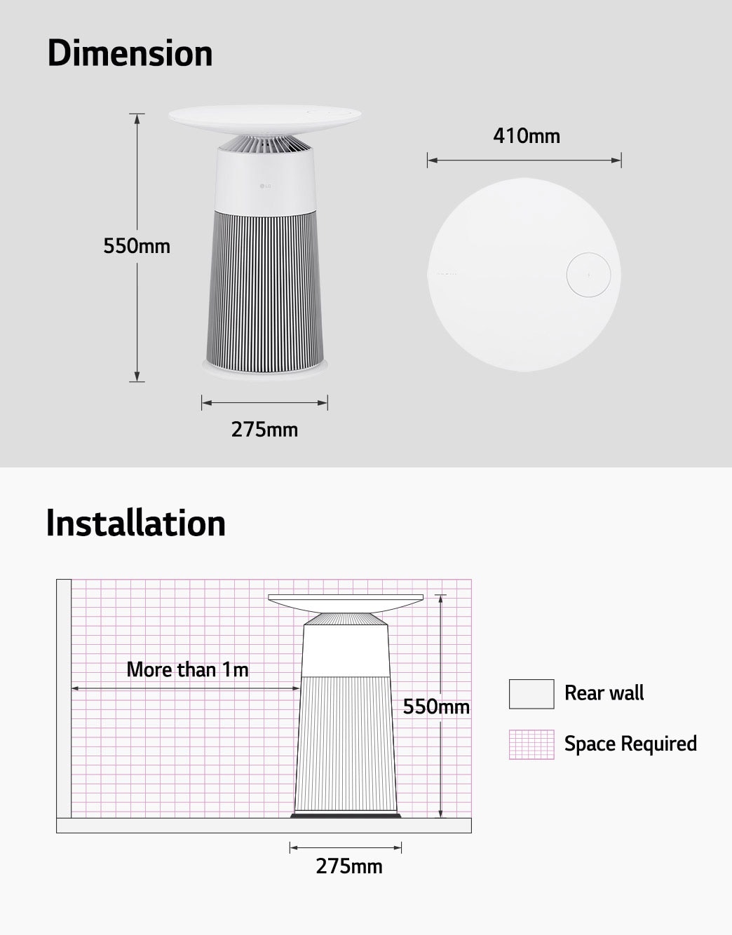 LG PuriCare™ AeroFurniture Air Purifier (Essence White) with Wireless ...