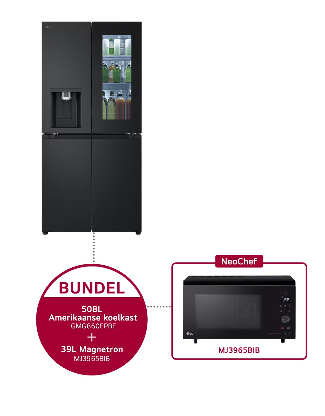 508L Amerikaanse koelkast GMG860EPBE + 39L Smart Inverter Magnetron MJ3965BIB | LG NL