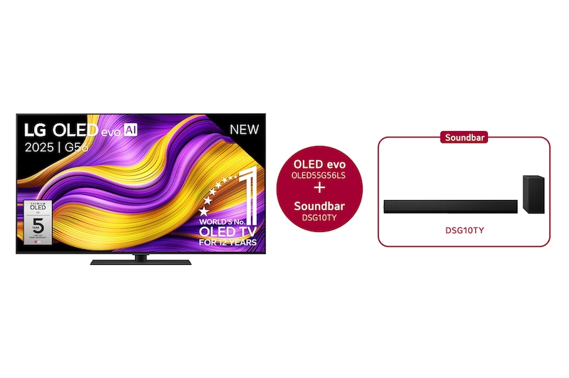 55 inch LG OLED evo AI G5 4K Smart TV & DSG10TY 3.1 kanaal | LG NL