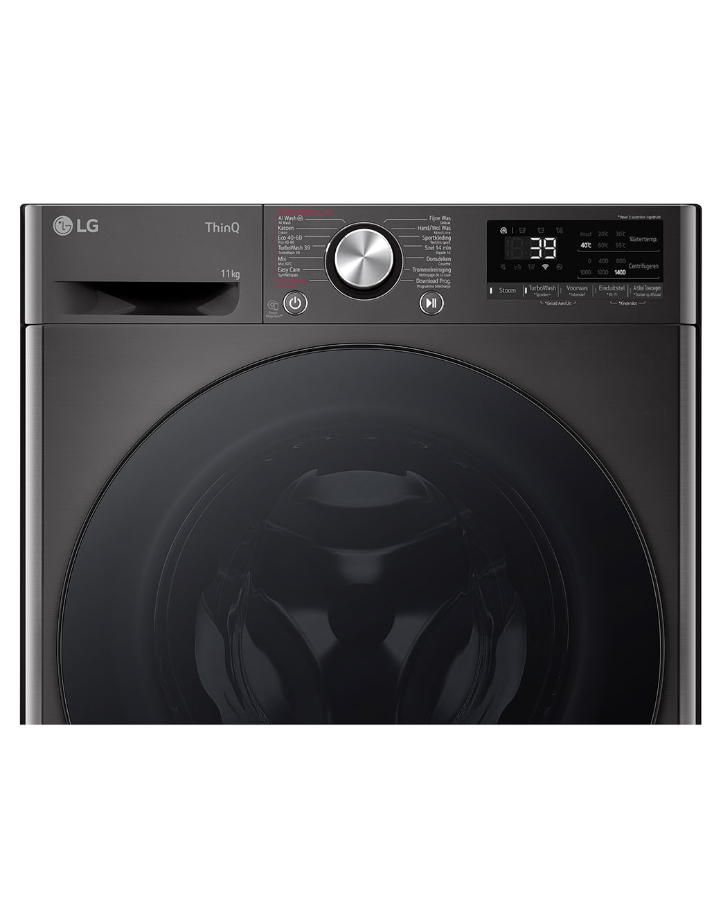 11kg Wasmachine F4WR7011SYB + 9kg Droger RH90V9ZVEN Zwart | LG NL