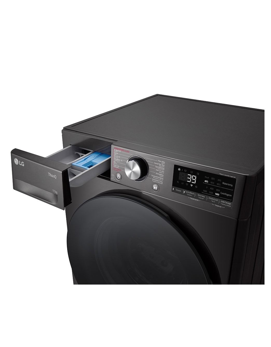 11kg Wasmachine F4WR7011SYB + 9kg Droger RH90V9ZVEN Zwart | LG Nederland