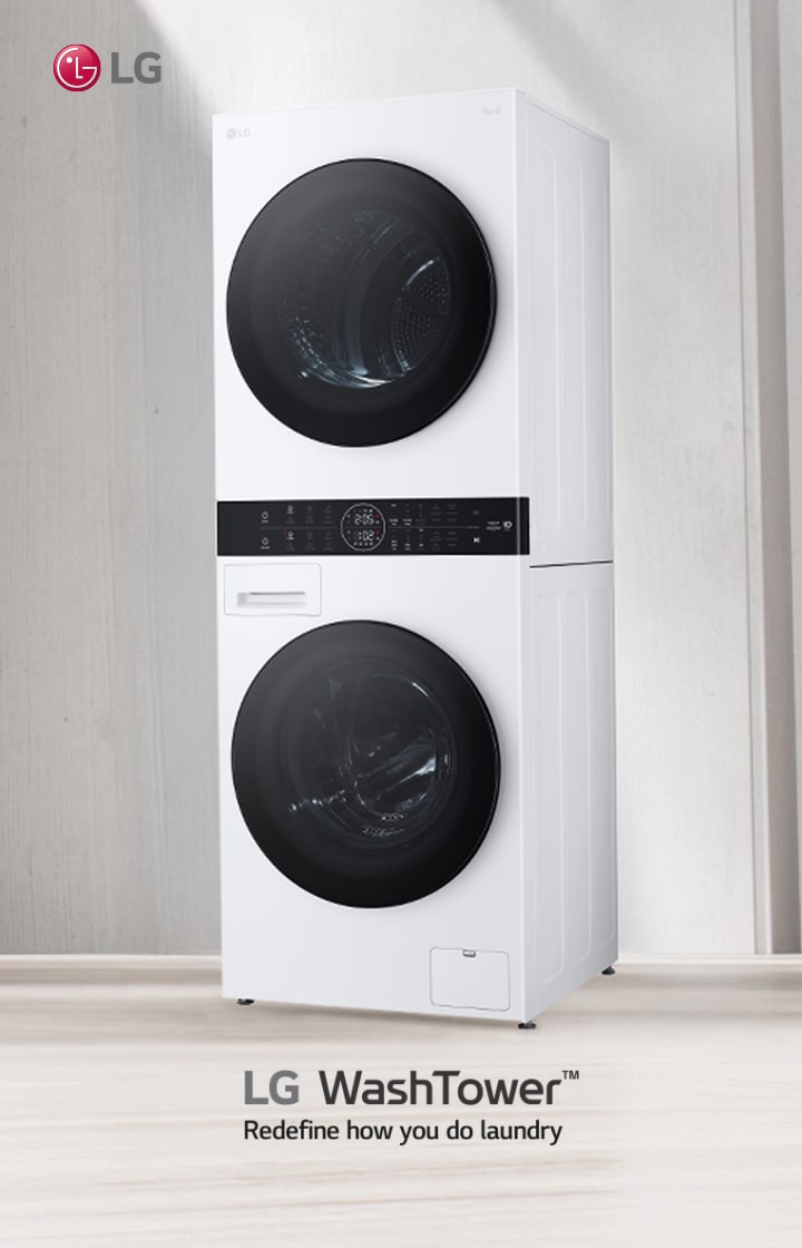 12/9kg WashTower™ Stacked Washer Dryer Black | LG New Zealand