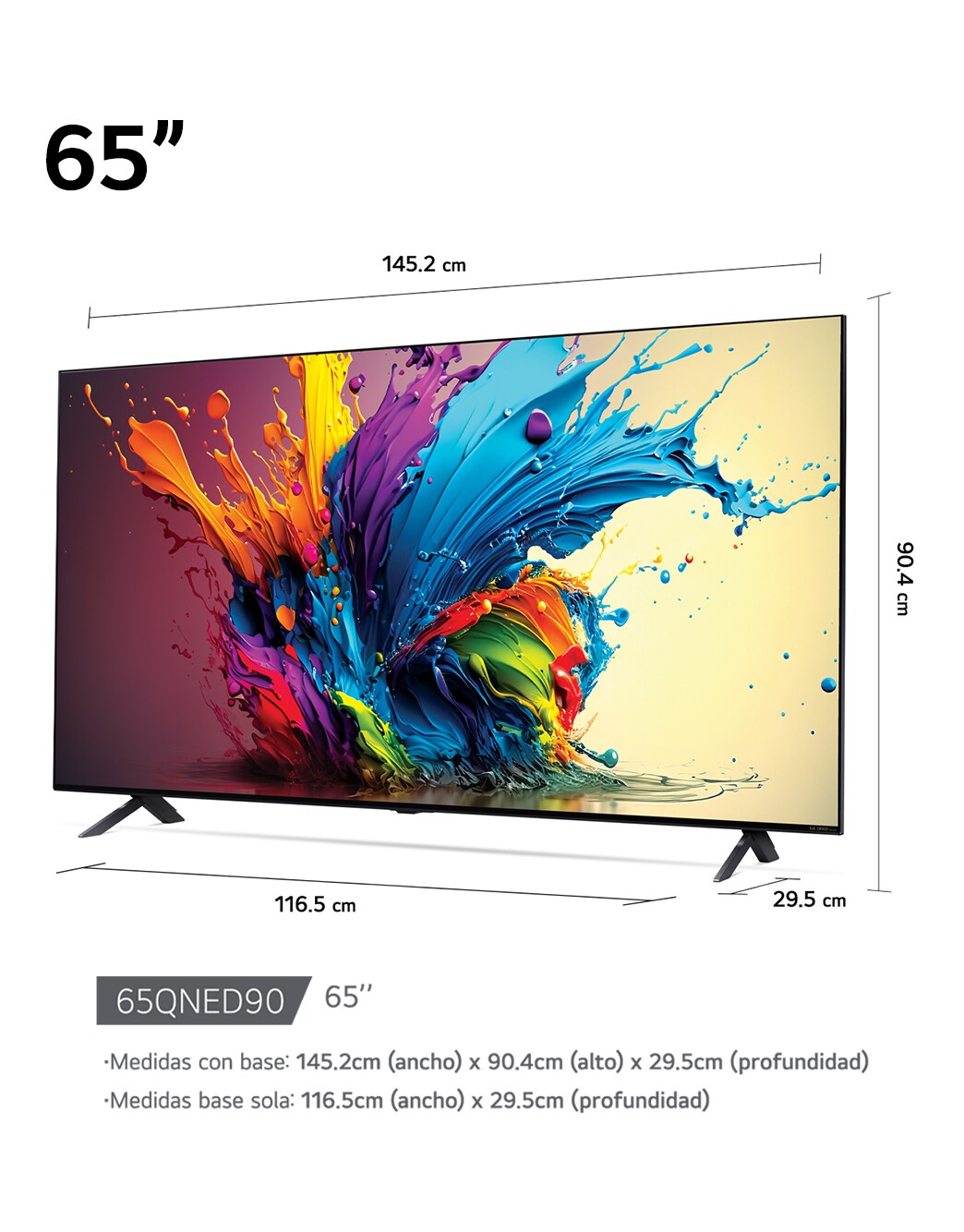 65 Smart TV LG QNED MiniLED AI QNED90 4K de pulgadas 2024 - 65QNED90TSA ...