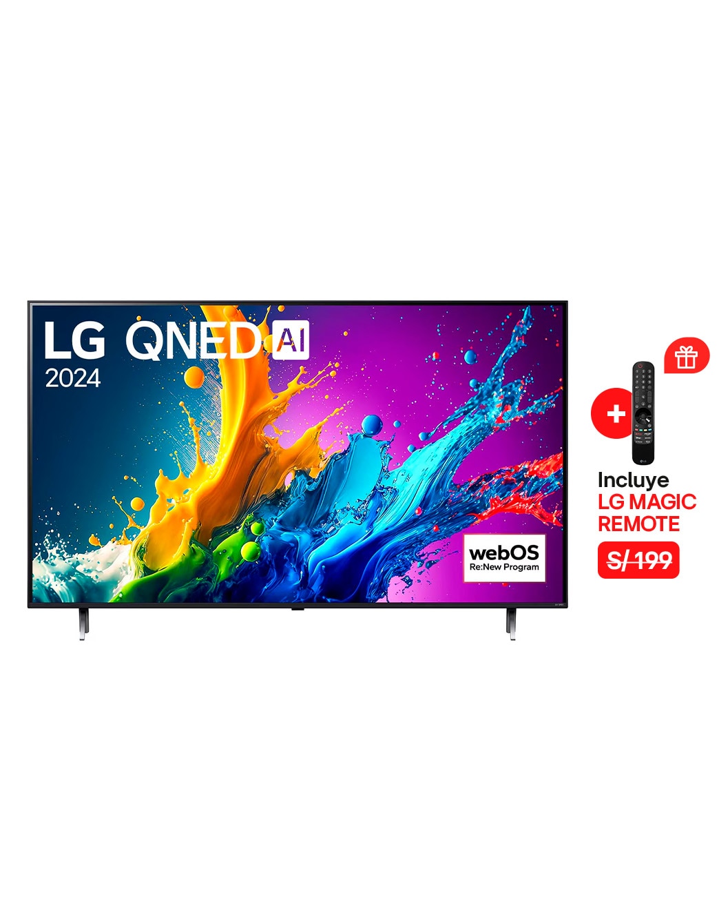 75 Smart TV LG QNED AI QNED80 4K de pulgadas 2024 - 75QNED80TSA | LG PE