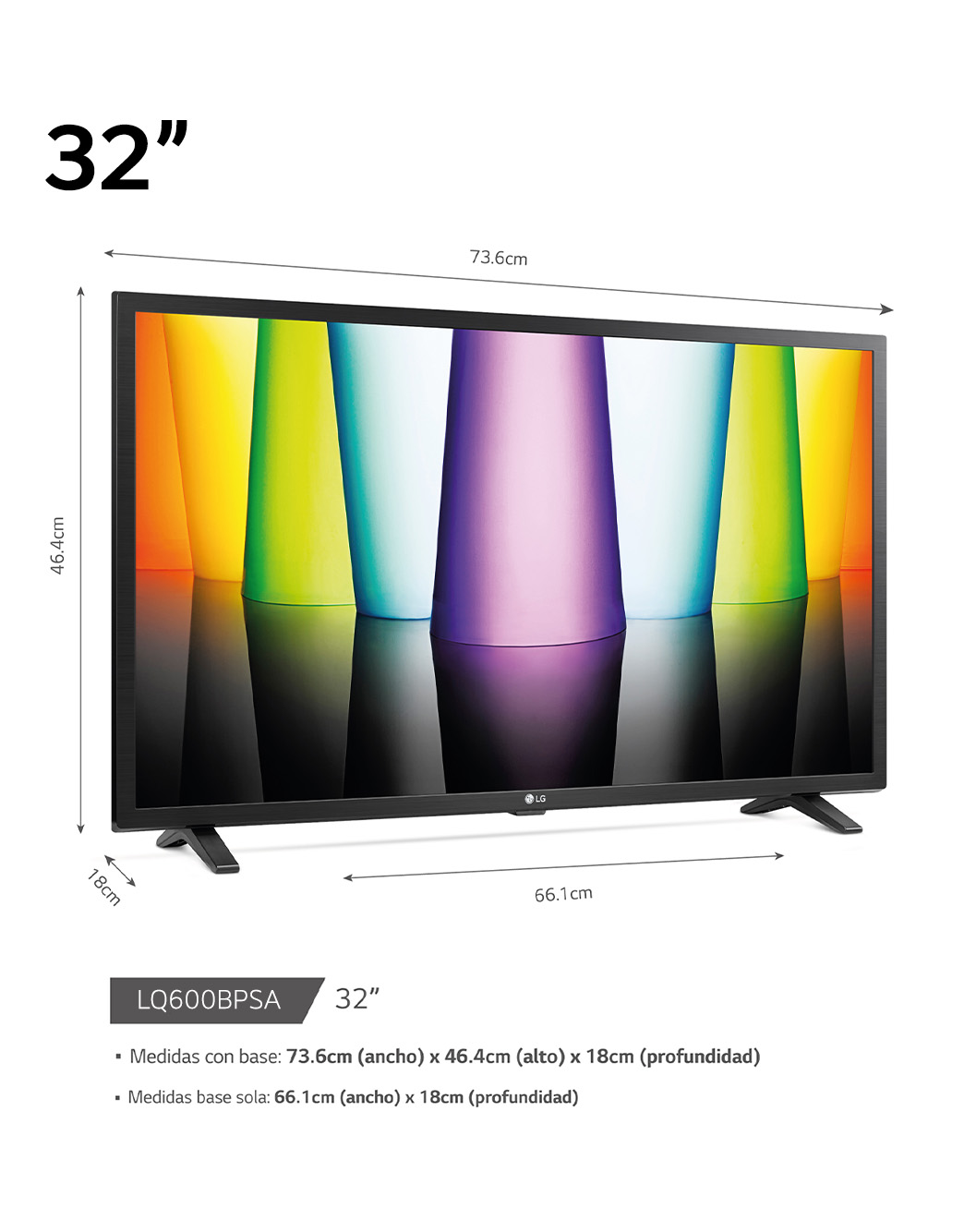 TV LG 32" HD Smart TV webOS22 HDR - 32LQ600BPSA | LG PE