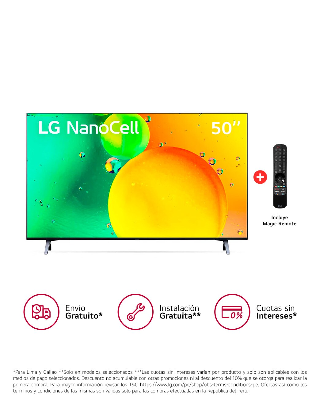 LG NanoCell 50'' NANO75 4K Smart TV con ThinQ AI (Inteligencia Artificial), 4K Procesador ...