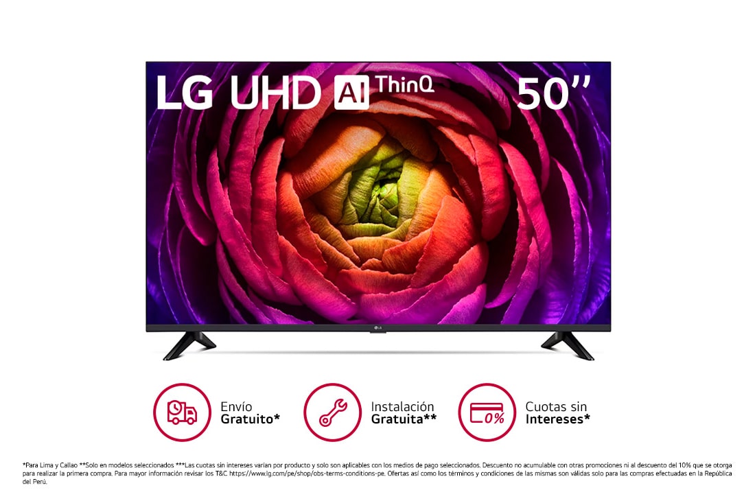 LG UHD 50" UR7300 4K Smart TV con ThinQ AI (Inteligencia Artificial), 4K Procesador Inteligente ...