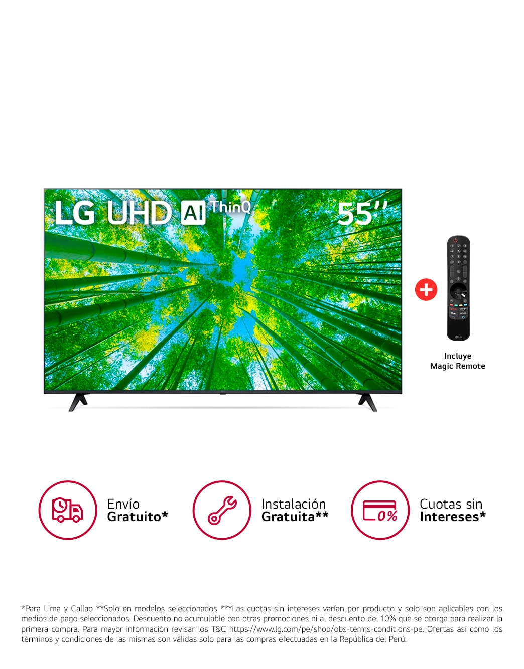 LG UHD ThinQ AI 55'' UQ8050 4K Smart TV, 4K Procesador Inteligente α5 ...
