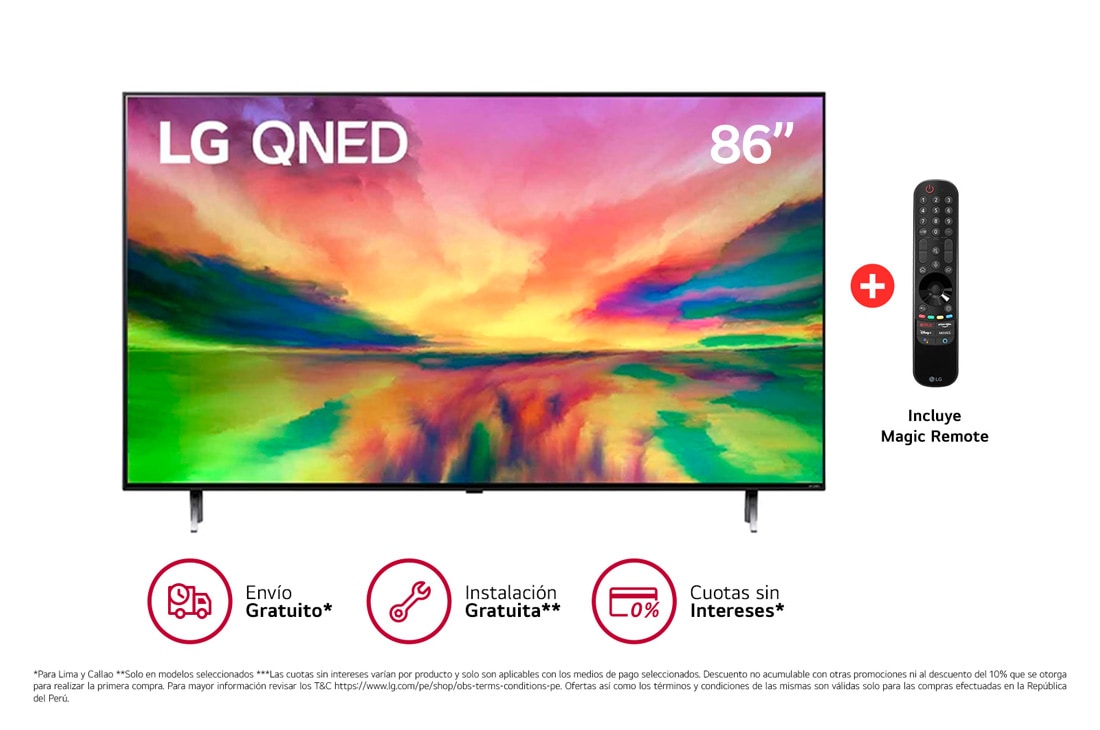 LG QNED 86" QNED80 4K Smart TV con ThinQ AI (Inteligencia Artificial), 4K Procesador Inteligente ...