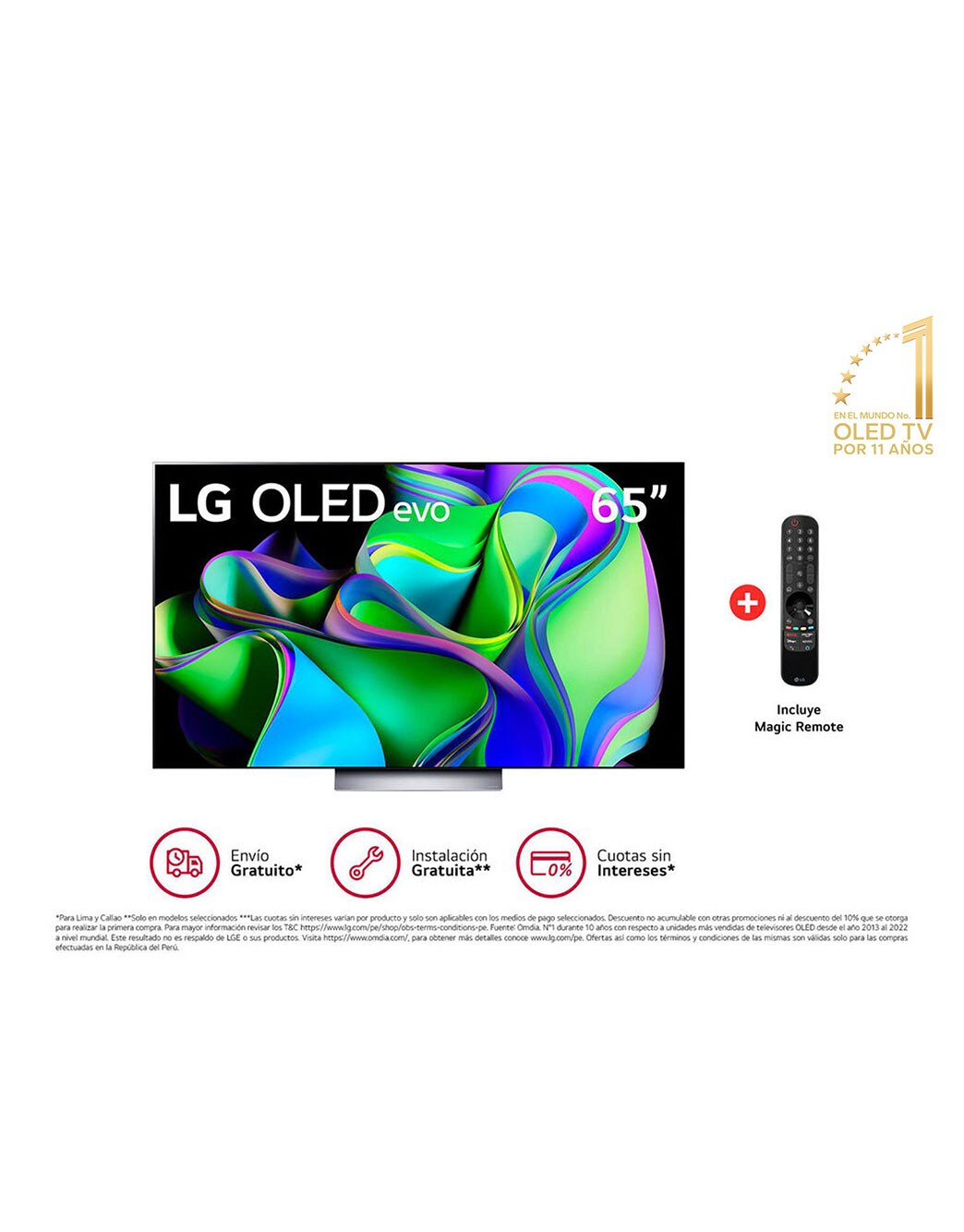 LG OLED evo 65" C3 4K Smart TV con ThinQ AI (Inteligencia Artificial ...