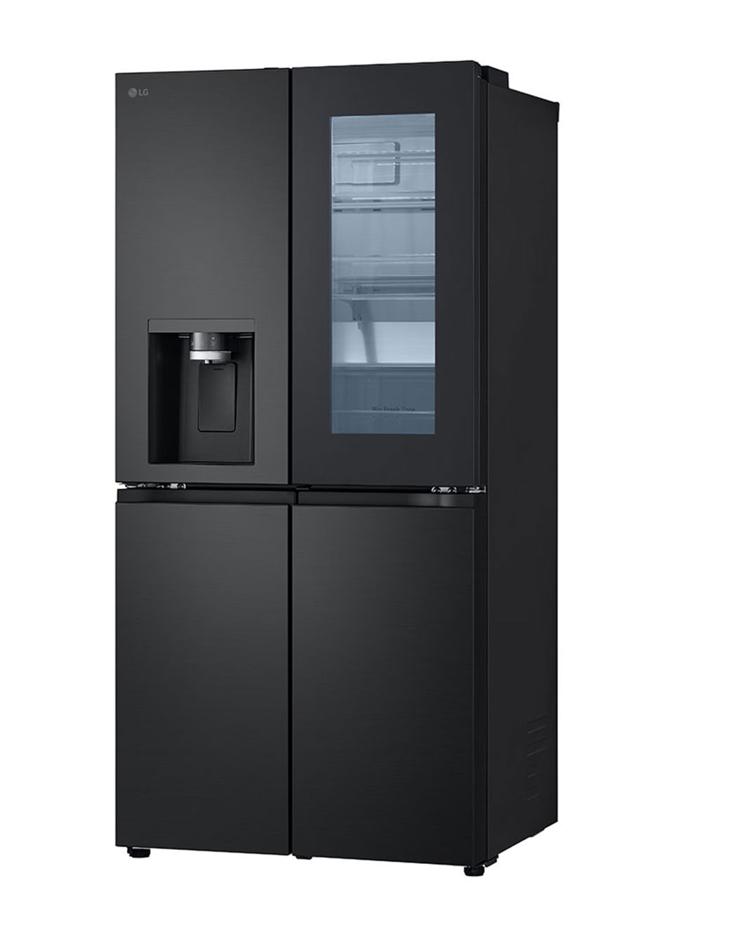 LG Black Glass InstaView, French Door Fridge, Essence Matte Black | LG PH
