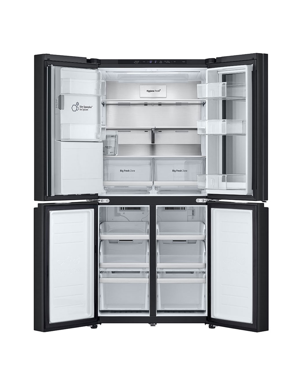 LG Black Glass InstaView, French Door Fridge, Essence Matte Black | LG PH