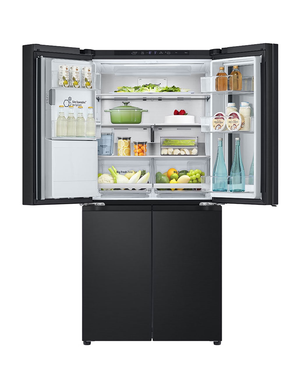 LG Black Glass InstaView, French Door Fridge, Essence Matte Black | LG PH