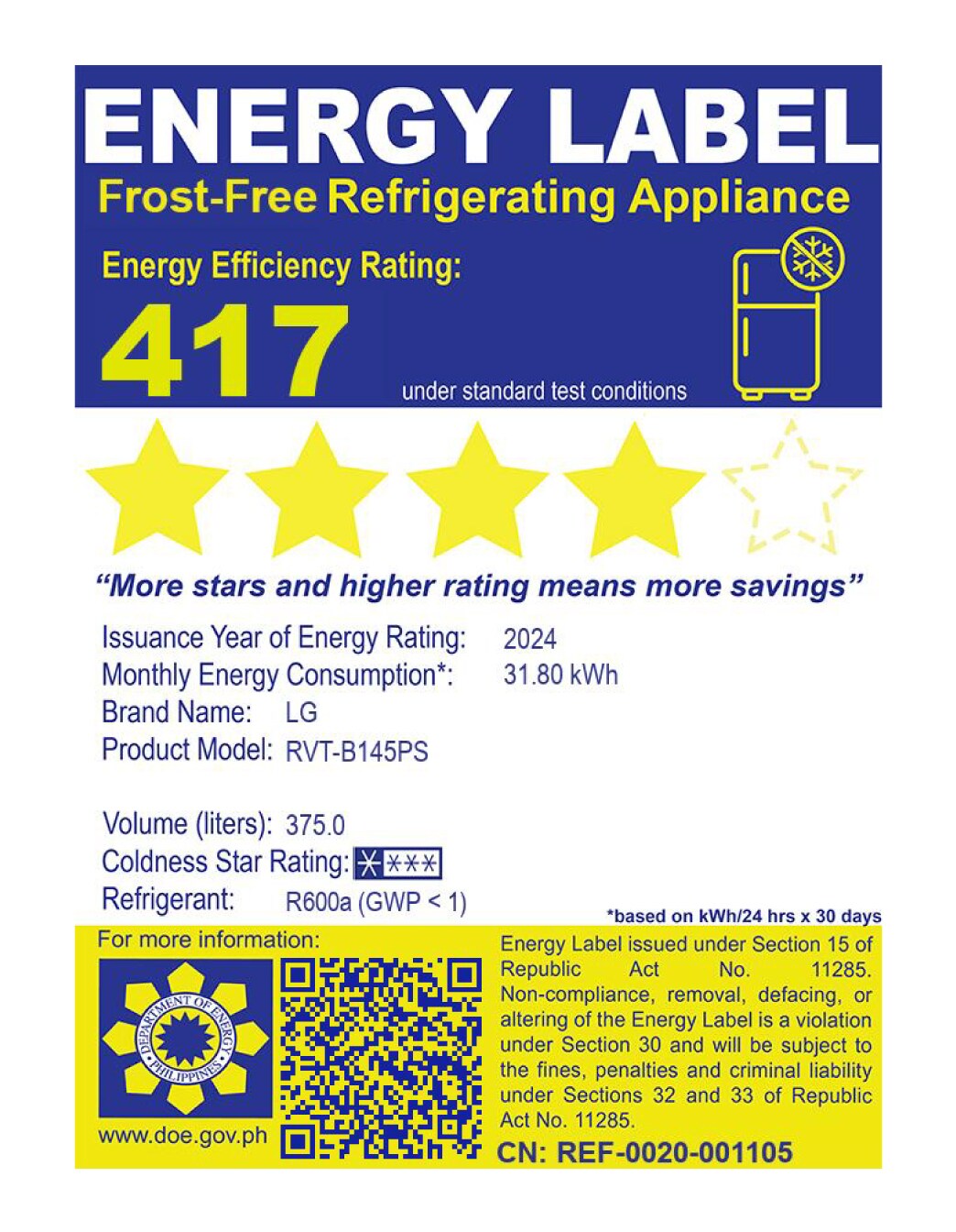 14.5 Cu. Ft. Top Freezer Refrigerator in Prime Silver - RVT-B145PS | LG PH