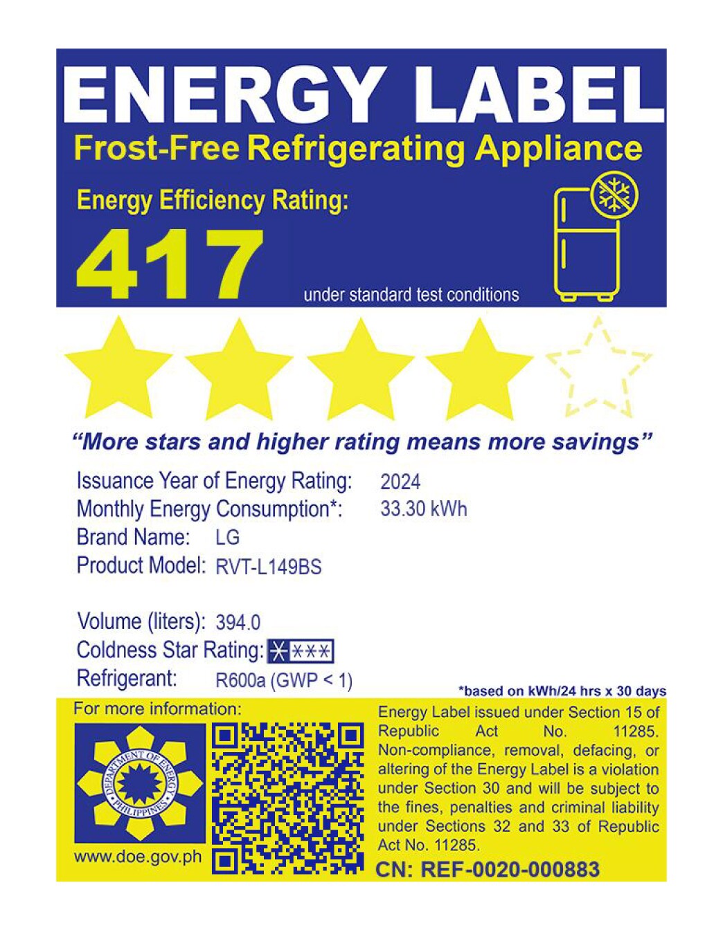 14.9 Cu. Ft. Top Freezer Refrigerator with Automatic Ice Maker and ...