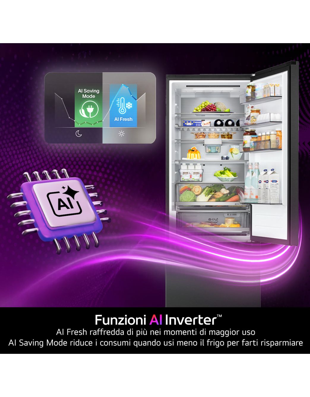 LG GBBS726AEV Frigorifero combinato Fit & Max 60cm, Classe A, 375L, AI ...