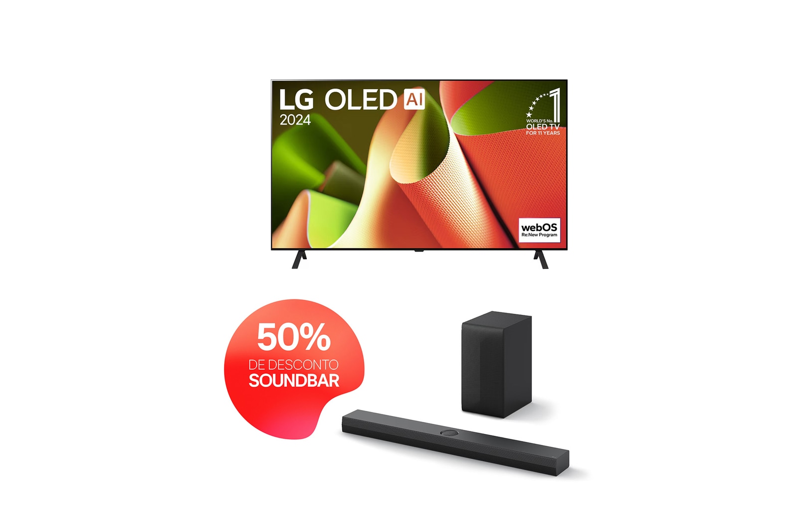LG OLED AI B4 4K Smart TV de 77 polegadas + LG Soundbar Dolby Atmos com ...