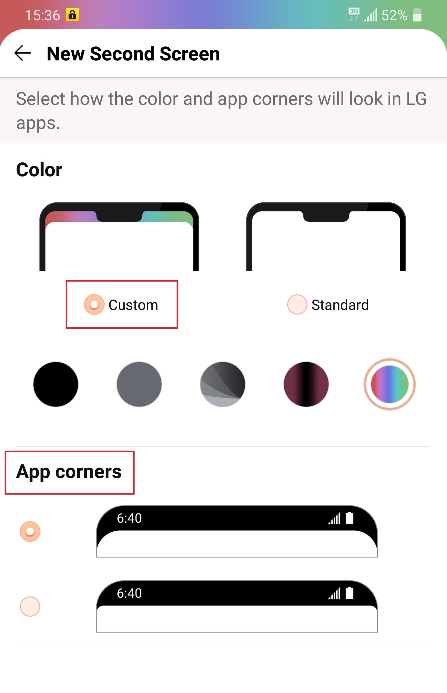 Como desligar o entalhe (notch) no LG G7 utilizando o menu Novo Segundo ...