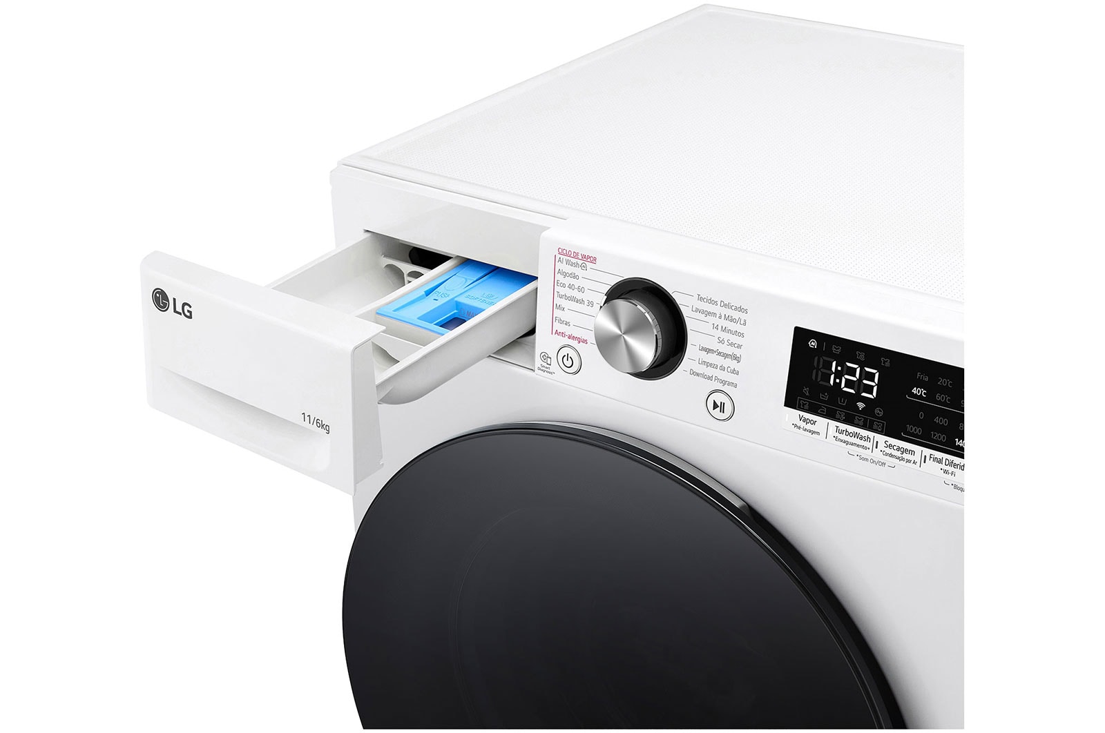 Máquina de lavar e secar roupa LG F4DR7011SGW, 11/6 kg, eficiência ...