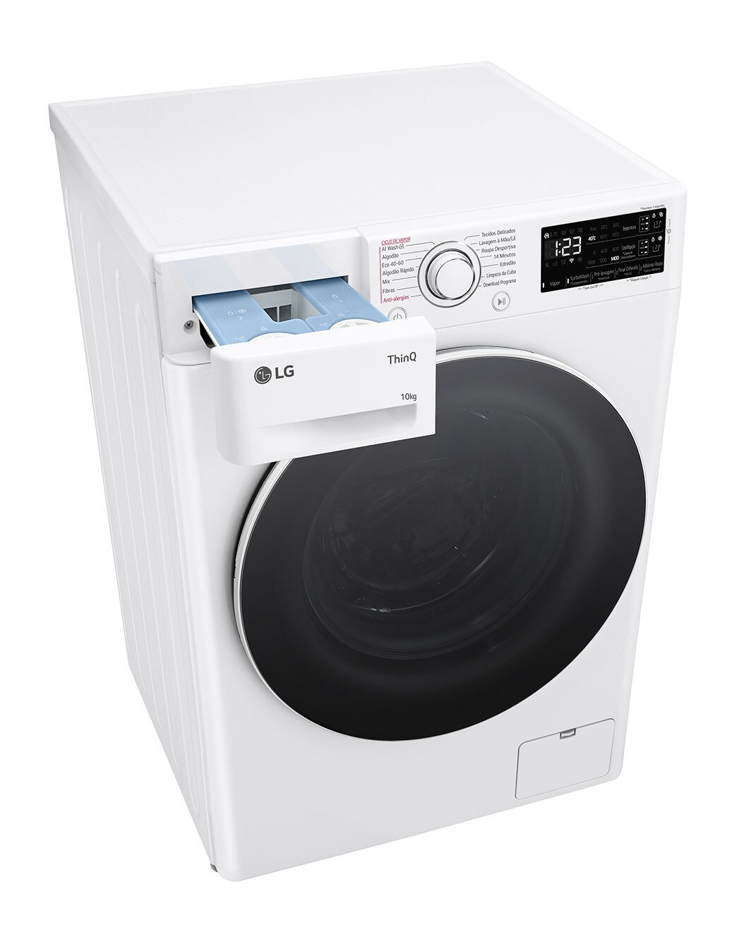 Máquina de lavar roupa LG AI DD™ branca com capacidade 10kg, eficiência energética A-10%, Steam ...