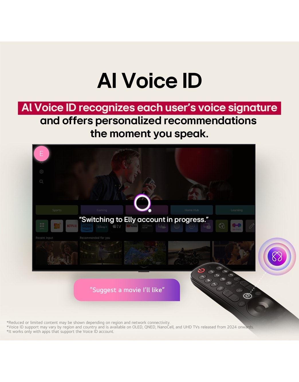 تلفاز LG QNED AI QNED70 مقاس 75 بوصة بدقة 4K، مع ريموت سحري يعمل بالذكاء الاصطناعي، يدعم HDR10 ...