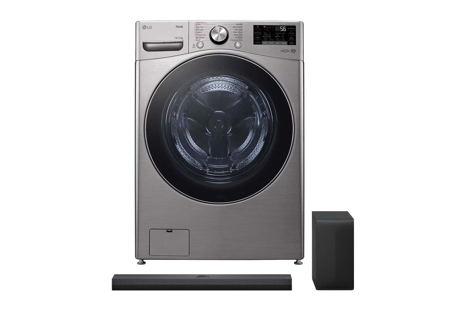 غسالة 19 كجم | مجفف 12 كجم | Steam | Turbo + مكبر صوت LG Soundbar S70TY ...