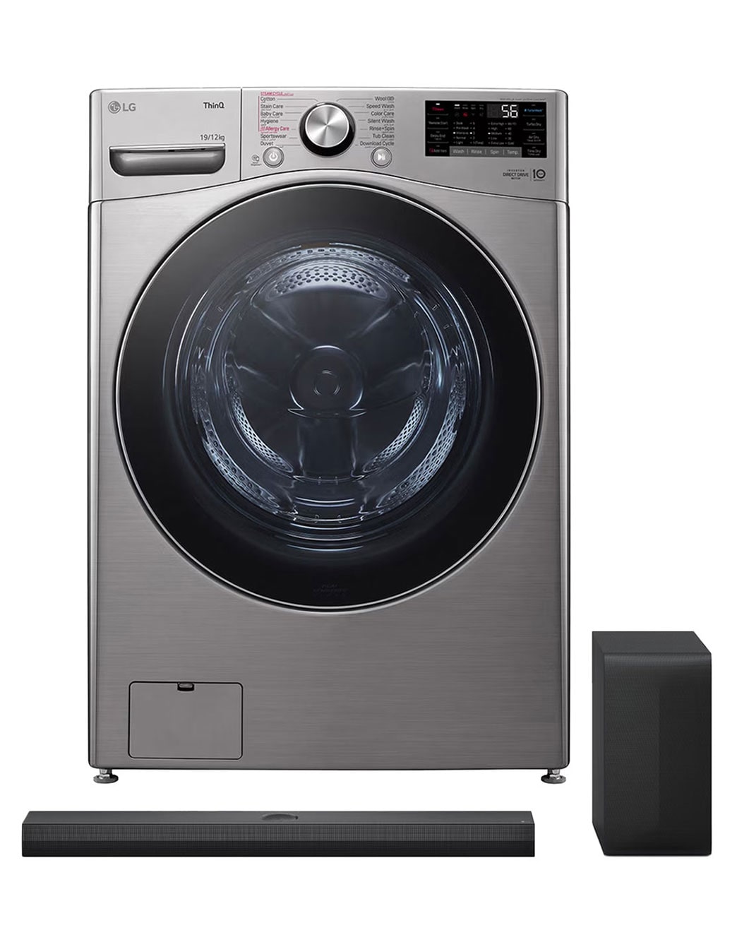 غسالة 19 كجم | مجفف 12 كجم | Steam | Turbo + مكبر صوت LG Soundbar S70TY ...