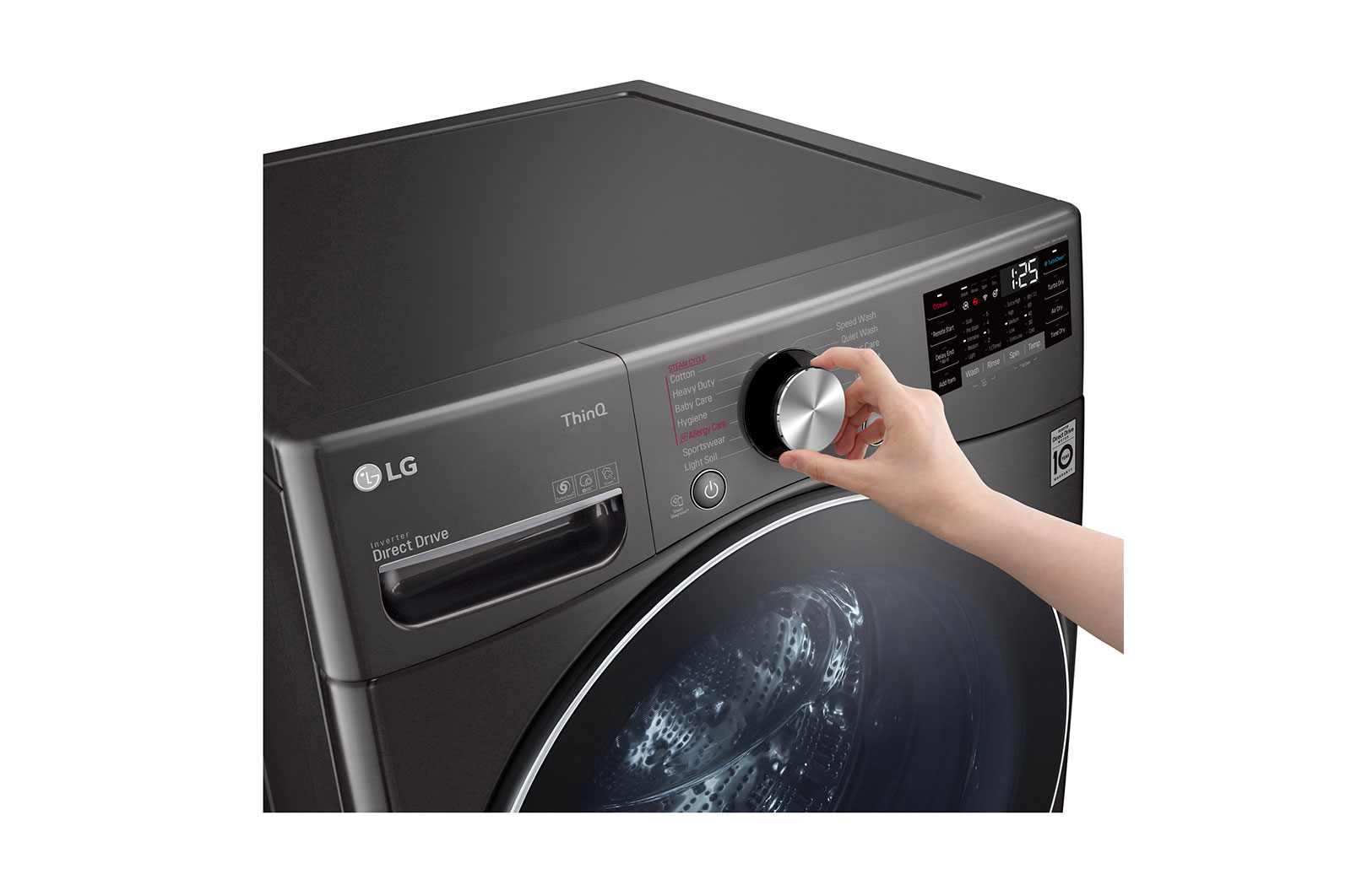 غسالة | تعبئة أمامية | فضي | عناية ذكية | LG SA