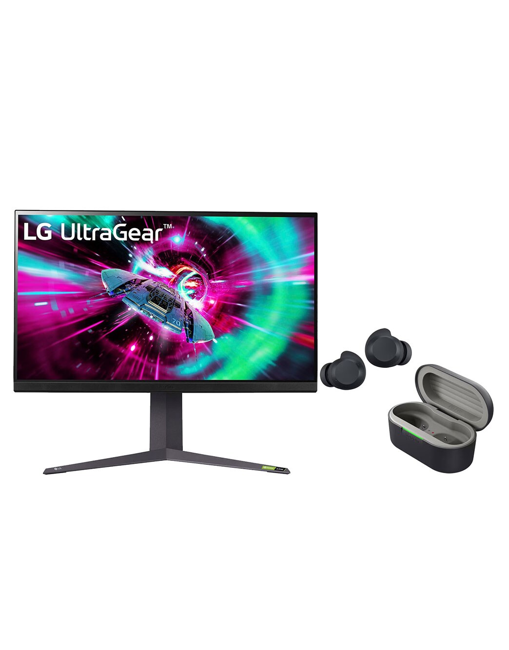 32” LG UltraGear™ UHD Gaming Monitor with 144Hz Refresh Rate + LG XBOOM Buds by will.i.am ...