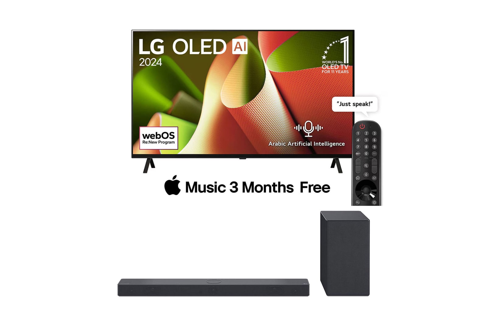65 Inch LG OLED AI B4 4K Smart TV AI Magic remote Dolby Vision webOS24 2024 + LG 2023 SC9S ...