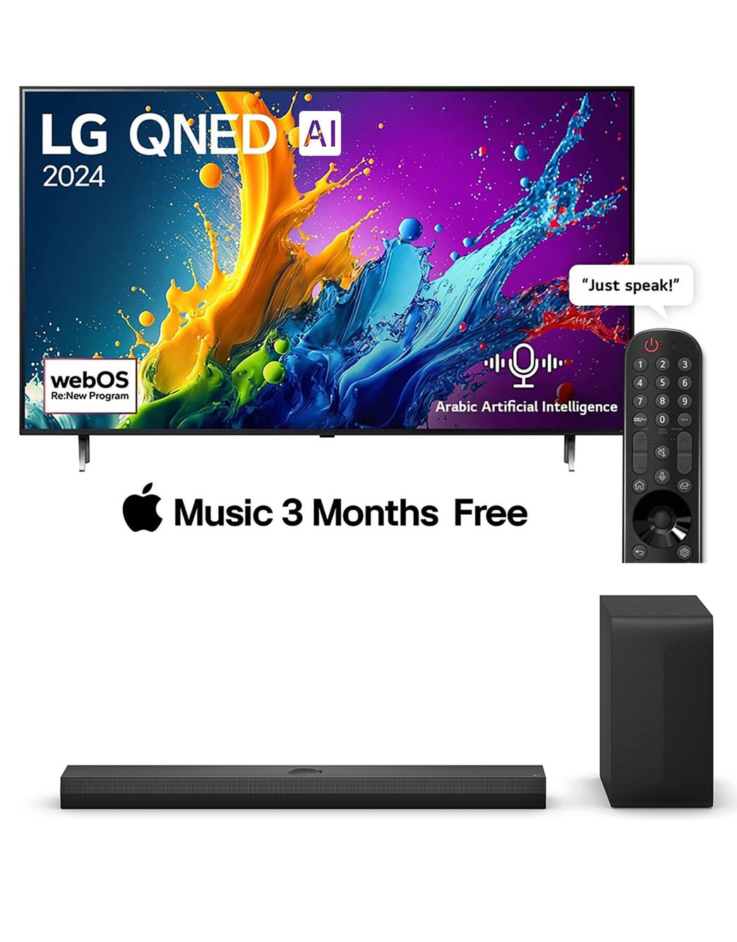 75 Inch LG QNED AI QNED80 4K Smart TV AI Magic remote HDR10 webOS24 ...