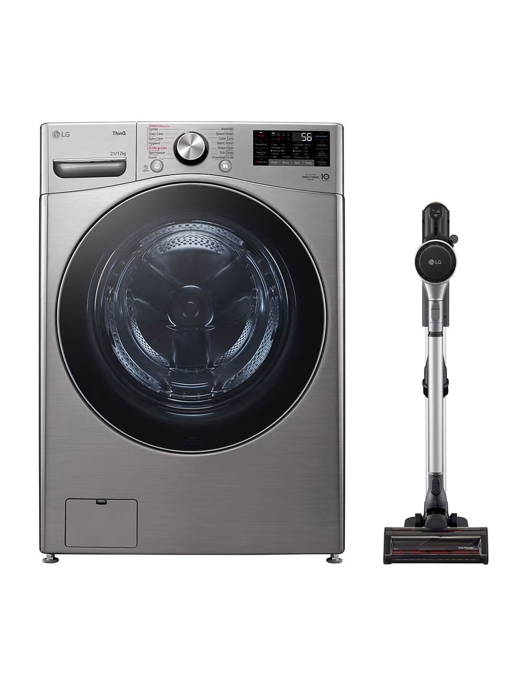 21Kg Washer | 12Kg Dryer | ThinQ | AI DD + LG CordZero™ A9Kompressor Vaccum Cleaner - PTWS2112X ...