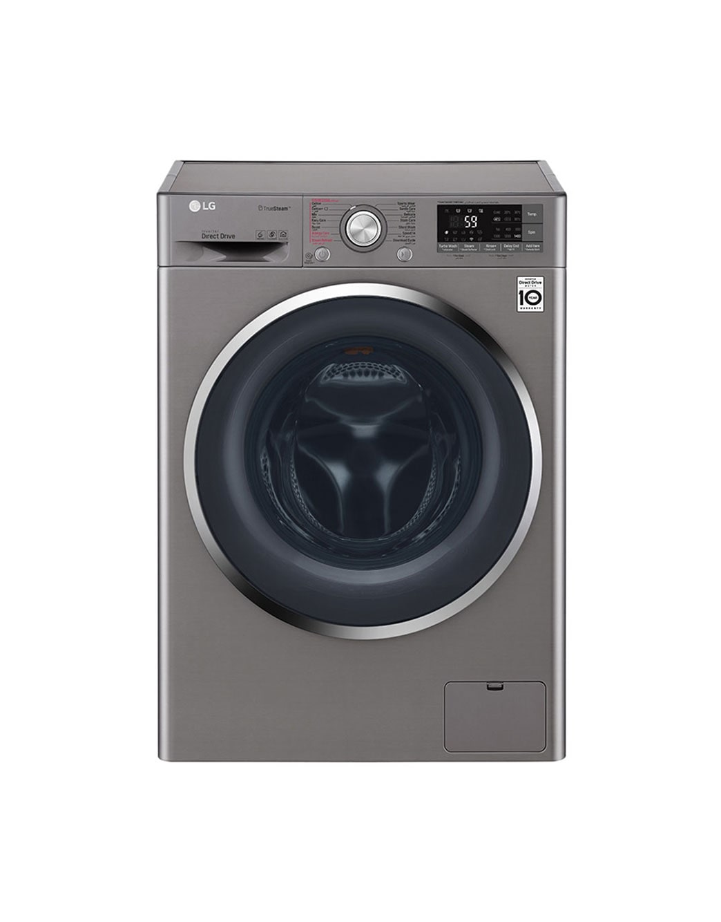 9kg Front load washing machine, Silver Color, TurboWash™, SmartThinQ ...