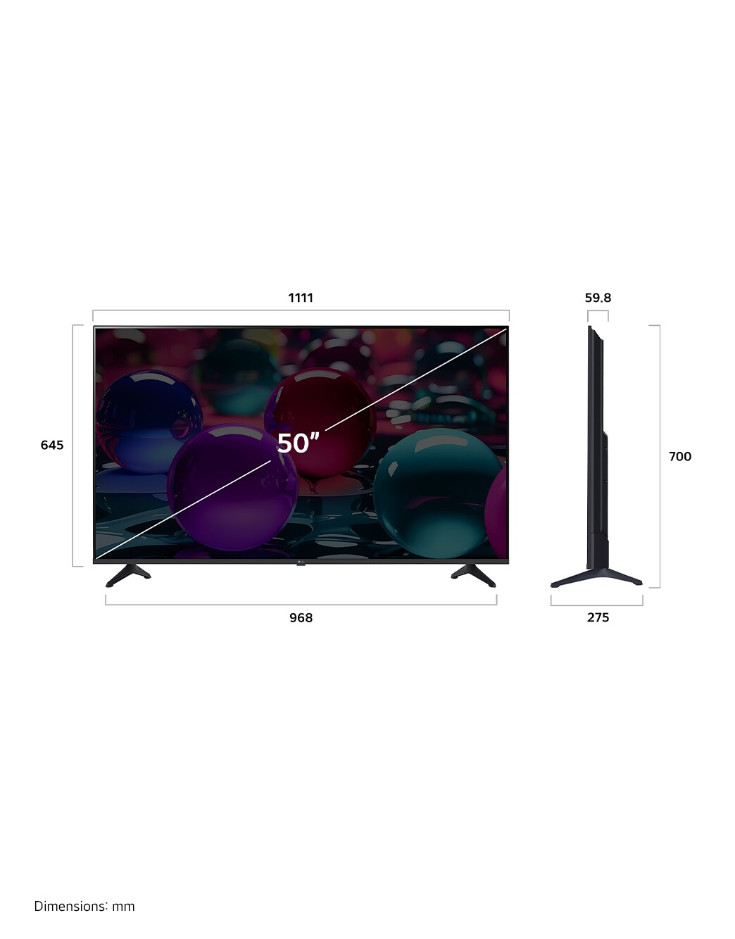 50 Inch LG UHD AI UA73 4K Smart TV - 50UA7350PSB | LG Singapore