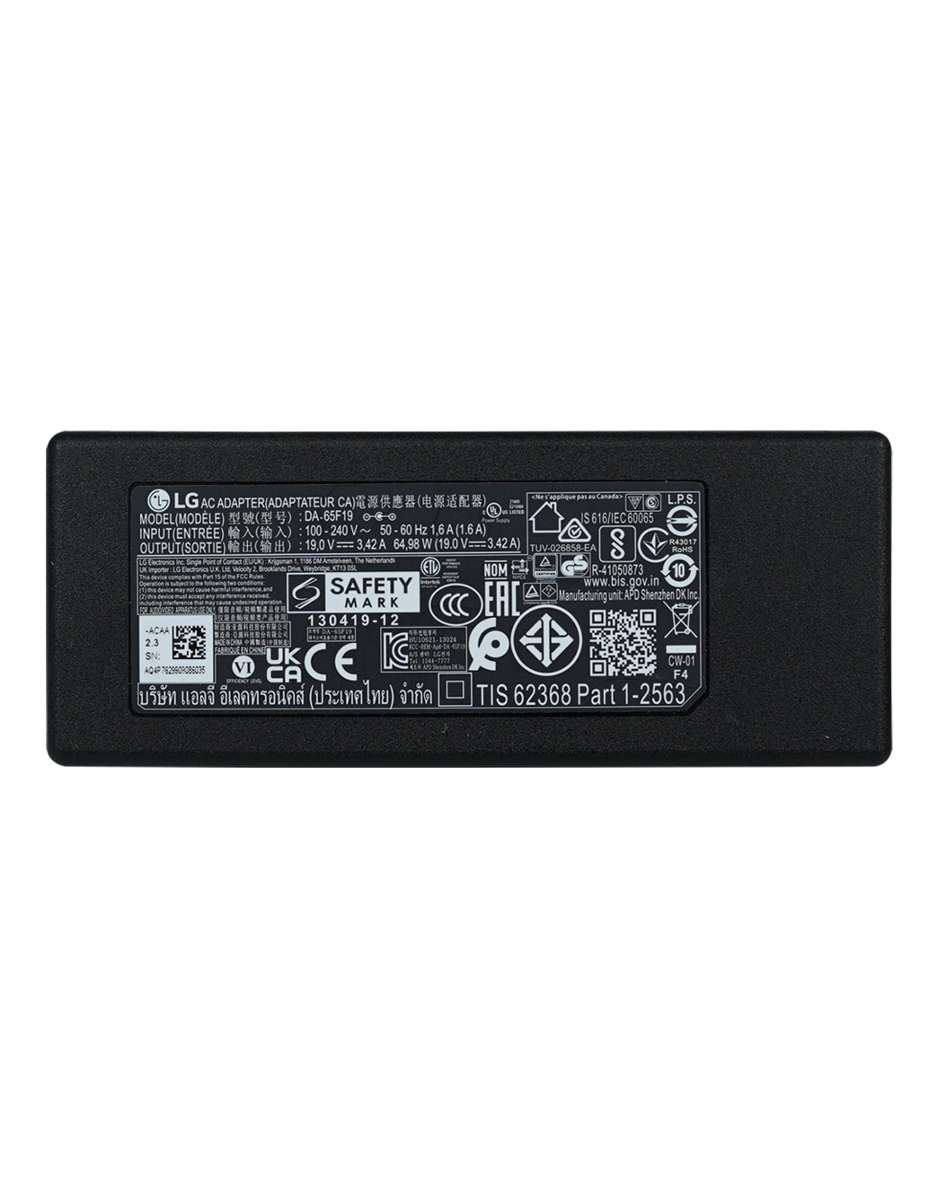 TV Charger (19V, 3.42A, 65W, not Included Power Cord, Black ...