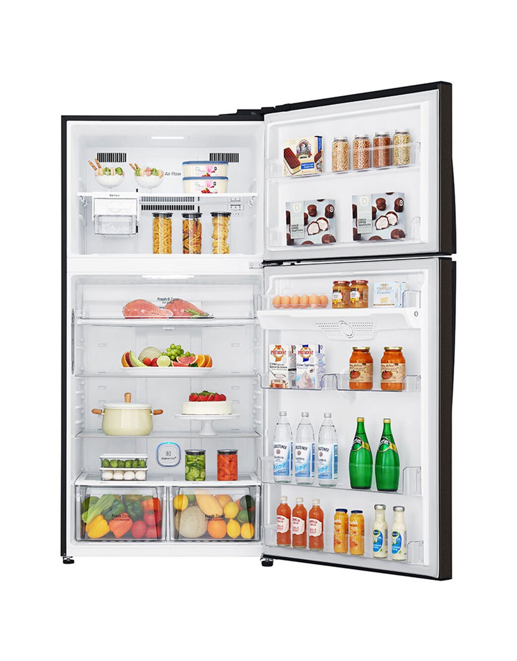 592L Top Freezer with Multi Air Flow in Black Steel | LG SG
