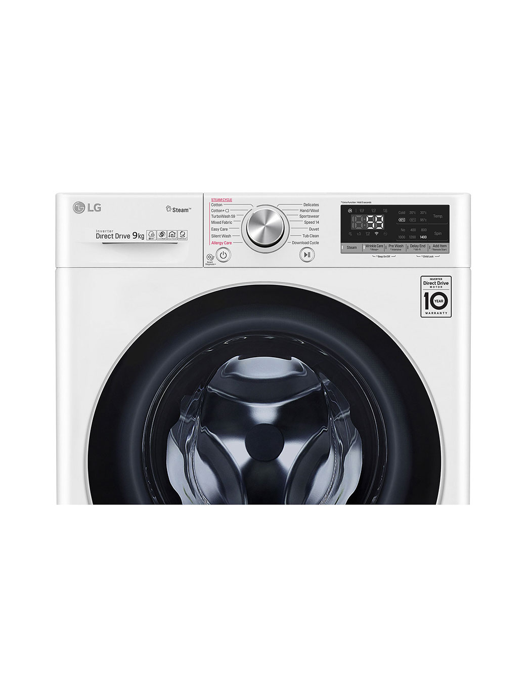 9KG Front Load Washing Machine with Steam+™ in White | LG SG