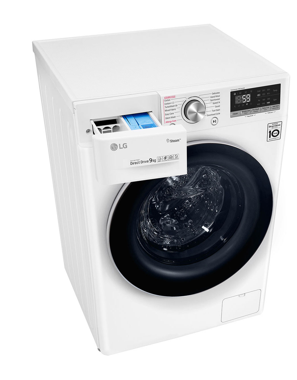 9KG Front Load Washing Machine with Steam+™ in White | LG SG