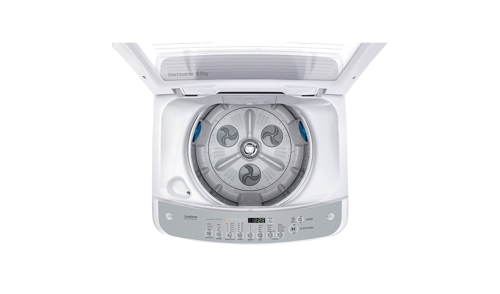 8KG Smart Inverter Top Load Washing Machine, White | LG SG