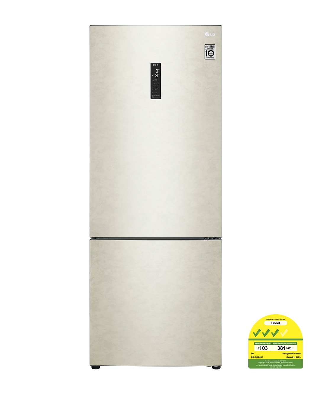 462L Bottom Freezer Refrigerator in Beige | LG SG | LG SG
