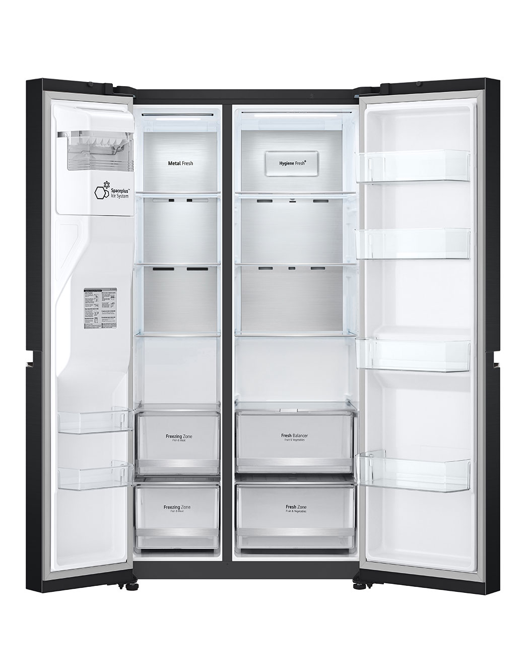 617L Side by Side 2-Door Refrigerator in Matt Black | LG SG