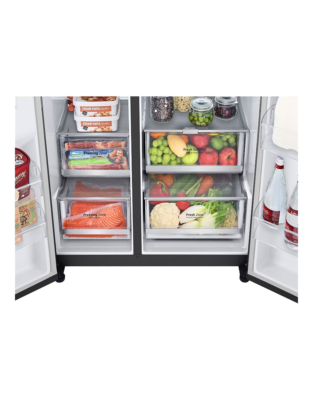 617L Side by Side 2-Door Refrigerator in Matt Black | LG SG