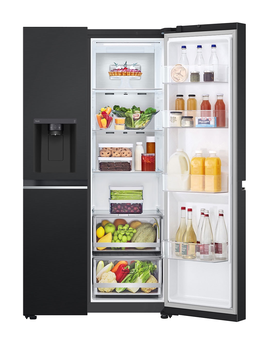 617L Side by Side 2-Door Refrigerator in Matt Black | LG SG