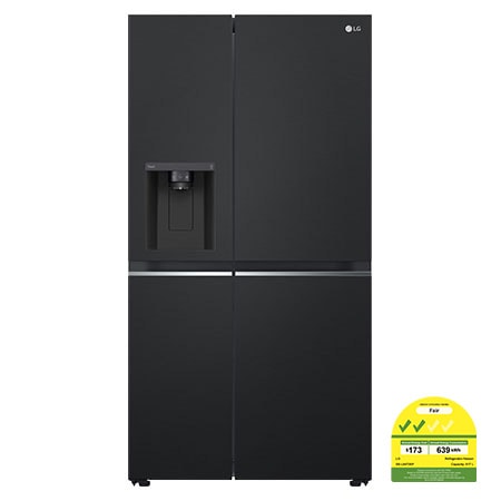 617L Side by Side 2-Door Refrigerator in Matt Black | LG SG