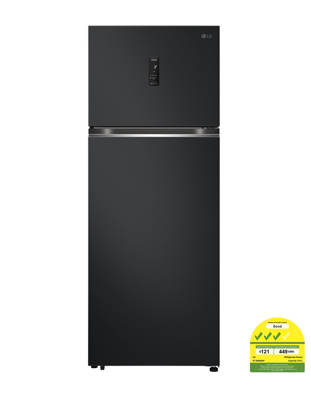 612L Top Freezer Refrigerator in Essence Matte Black | LG Singapore