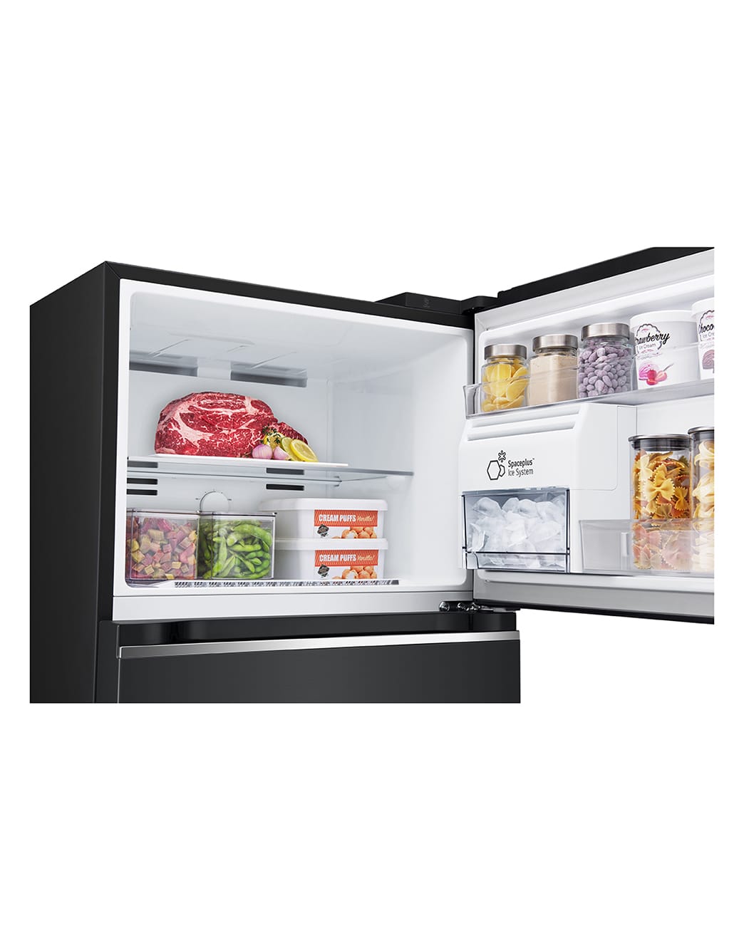 383L Top Freezer Refrigerator in Essence Matte Black | LG SG