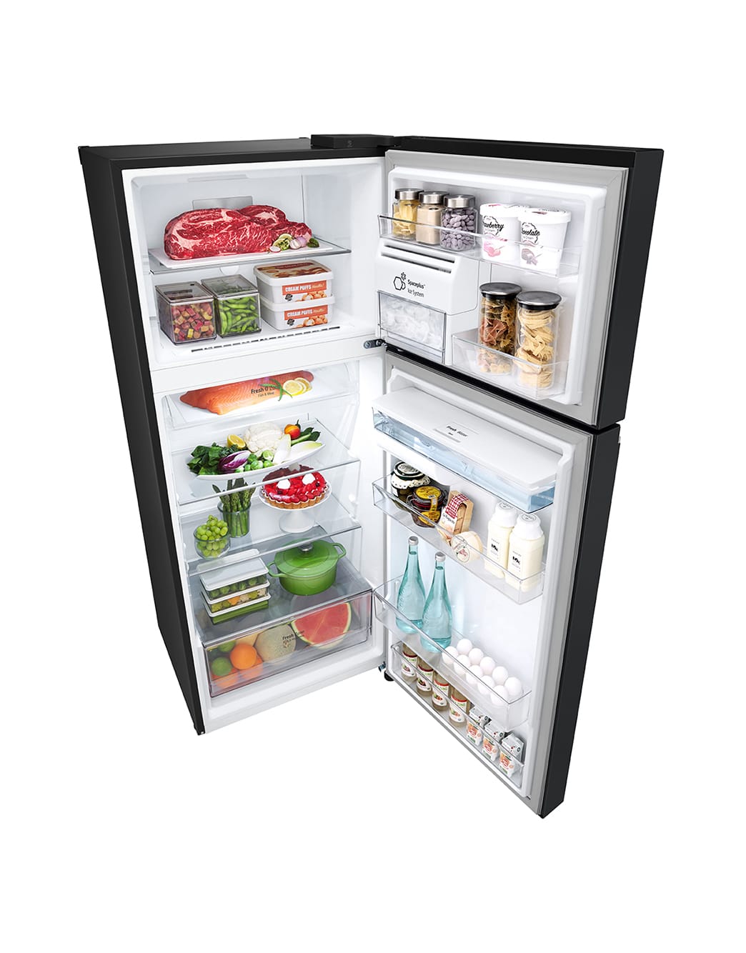 383L Top Freezer Refrigerator in Essence Matte Black | LG SG
