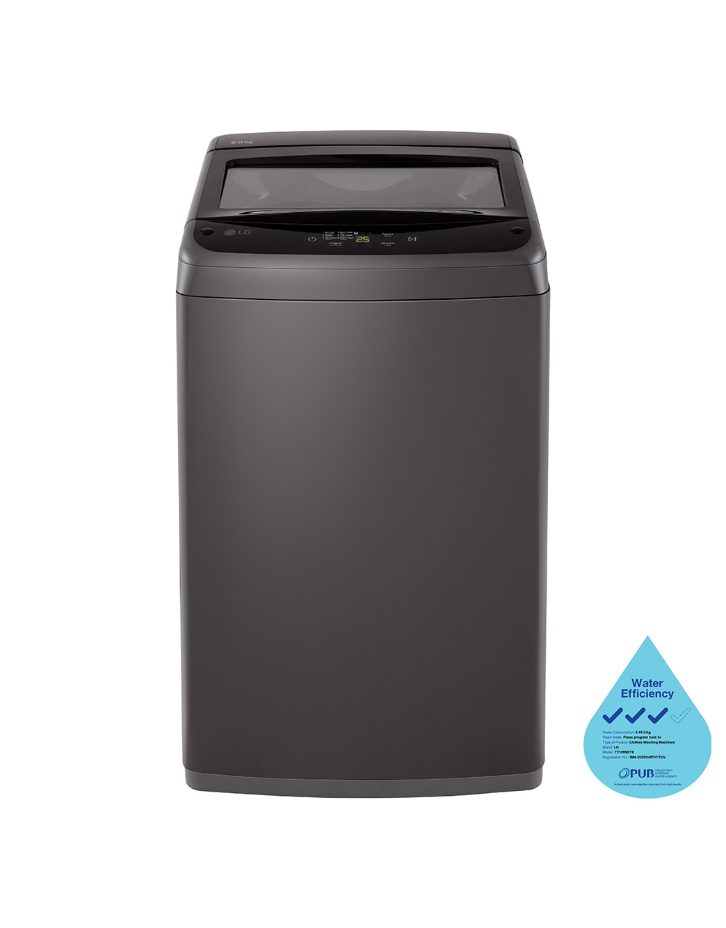 9KG Top Load Washing Machine in Middle Black | LG Singapore